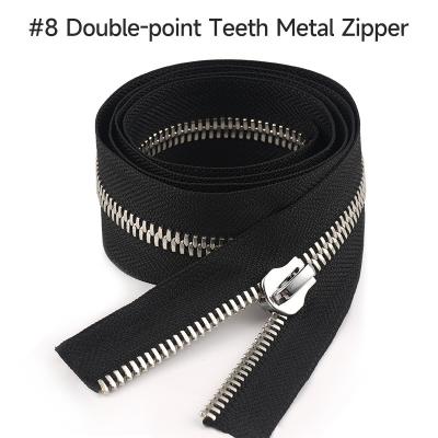 China Jacket Zipper Metal Silver Teeth Metal Zipper Strip for Leather Bags Metal Type Brass zu verkaufen