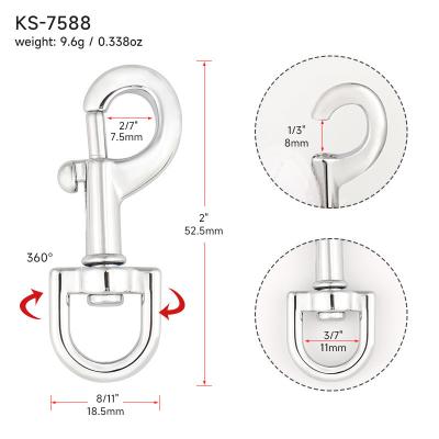 Cina Bag Accessories 3/7 Inch Silver Metal Swivel Snap Hook Dog Leash 11mm Chrome Snap Swivel Clasp in vendita