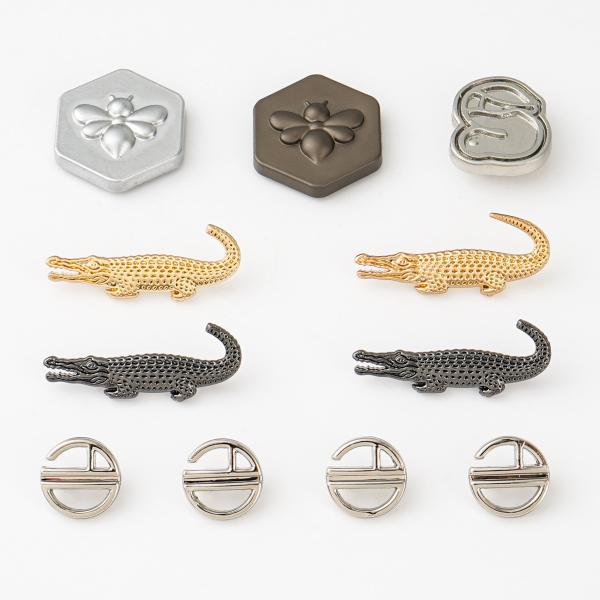 Quality Customized Size Metal Clothing Logos with Small Gold Logo Metal Tag Cut Out Logo for sale