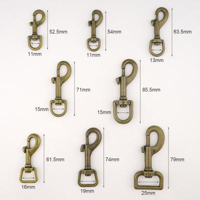 China Metal Bag Accessories Antique Brass Swivel Snap Hook 11mm Dog Hook with Customized Logo à venda