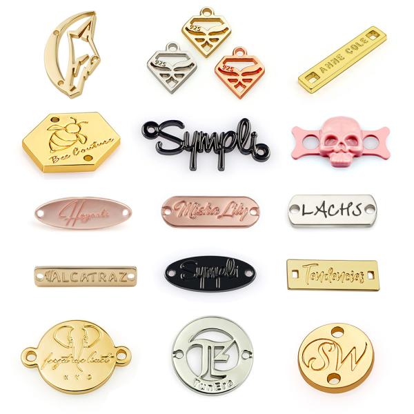 Quality Gold Metal Engraved Logo Garment Labels for Sewing on Custom Bikinis for sale