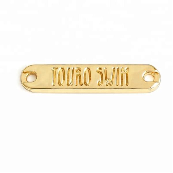 Quality Direct Embossed Metal Labels Tag Washable Swimwear Metal Logo Plates For Clothing for sale