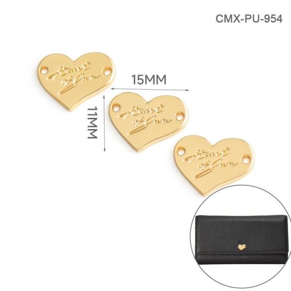 Quality Glossy Finished Heart Shape Sewing Metal Cloth Label for Swimwear Garment for sale