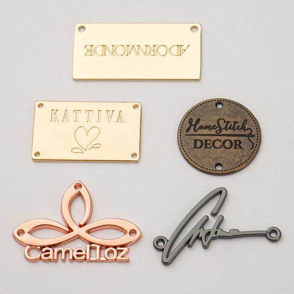 Quality Glossy Finished Heart Shape Sewing Metal Cloth Label for Swimwear Garment for sale
