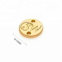 Quality Custom Metal Clothing Label Tags for Swimwear Metal Round Sewing Logo Golden for sale