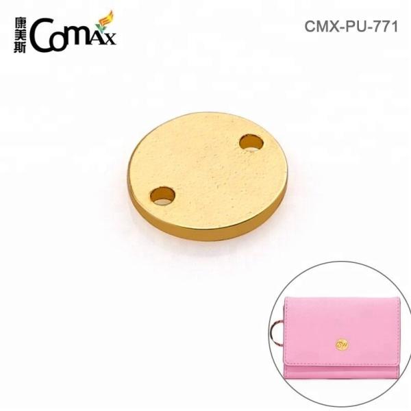 Quality Custom Metal Clothing Label Tags for Swimwear Metal Round Sewing Logo Golden for sale