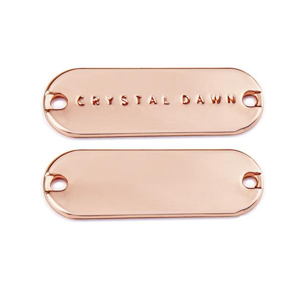 Quality Straight Cut Fold Type Rose Gold Metal Abaya Logo Custom Metal Swim Tag for Swimwear for sale