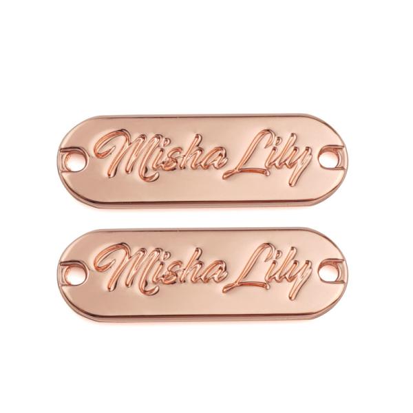 Quality Customized Color Metal Logo Letter Rose Gold Sewing Dress Logo for Clothes Turtleneck for sale