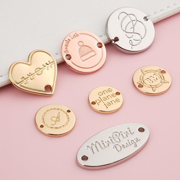 Quality Customized Color Metal Logo Letter Rose Gold Sewing Dress Logo for Clothes for sale