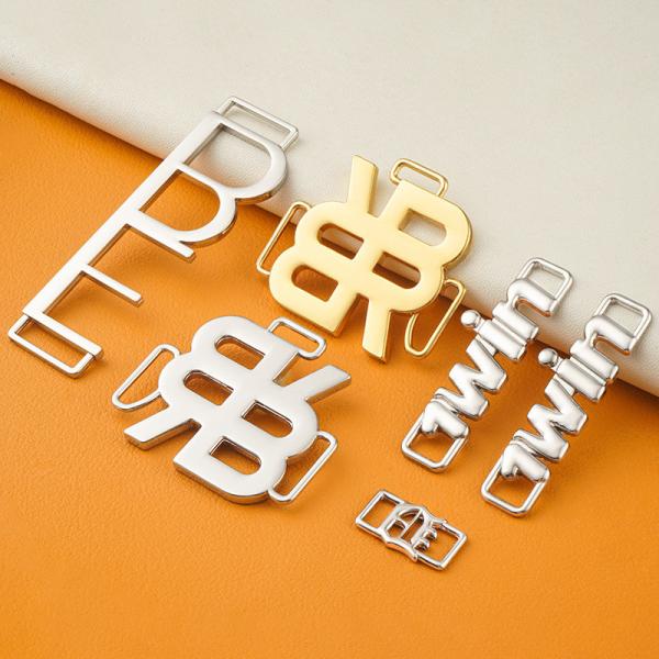 Quality Customized Color Metal Logo Letter Rose Gold Sewing Dress Logo for Clothes for sale