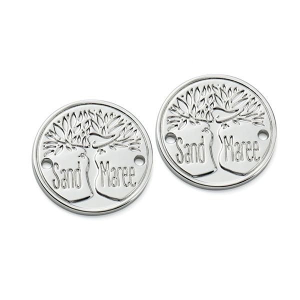 Quality Silver Circle Tag Washable Custom Metal Logo For Clothing Hats Round Metal Label for sale