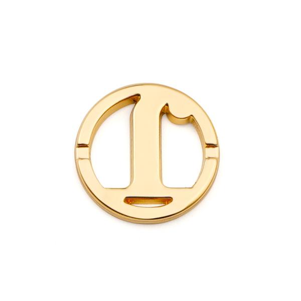 Quality Custom Size Round Metal Plate For Abayas Golden Plating Sewn Sustainable Clothing Labels for sale