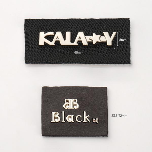 Quality Bags Customized PU Leather Patches Label Plate Metal Logo Sewing Metal Letter for sale