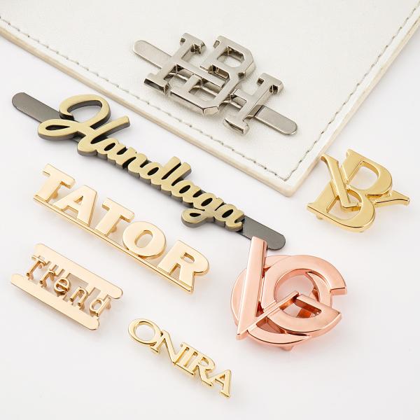 Quality Bags Customized PU Leather Patches Label Plate Metal Logo Sewing Metal Letter for sale