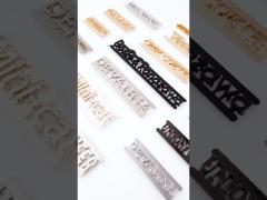 Leather Letter Custom Metal Label For Garment Jeans Shoes And Bags One Side Fold