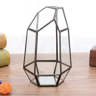 China Black Frame Geometric Glass Air Plant Terrarium Wholesale for sale