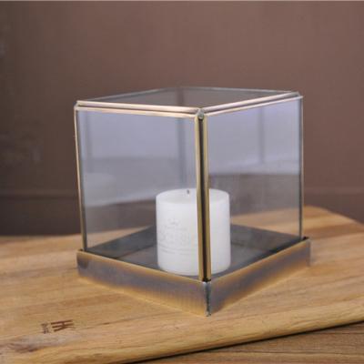 China Wholesale Glass Retro Candle Holder with Copper Base Retro Candle Holder for Decoration for sale