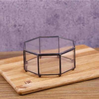 China Black Frame Glass Jewellery Storage Box Dustproof Makeup Storage Box for sale