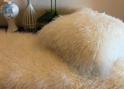 China Mongolian lambskin Throw White Pillow Genuine Sheepskin with natural curls for sale