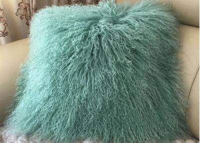 China Rectangular Colorful Mongolian Lamb Cushion Cover , Soft Fuzzy Decorative Pillows for sale