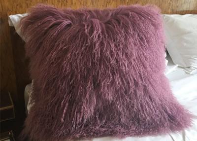 China Real Super Soft Plush Mongolian Sheepskin Cushion Covers Warm 16x16 Inches for sale