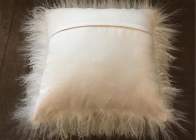 China Mongolian fur Pillow Cream Tibetan sheep shaggy Real fur throw pillow 18 for sale