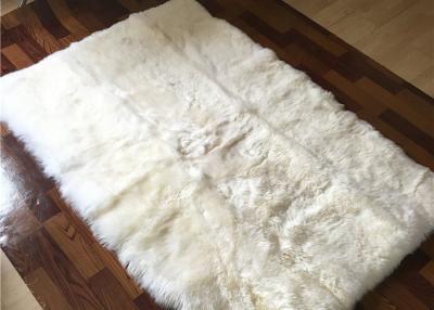 China 120*180cm Square Cream Australian Sheepskin Rug Soft Long Wool With Anti Slip Backing for sale