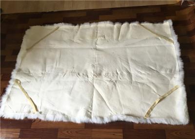 China 120*180cm Square Cream Australian Sheepskin Rug Soft Long Wool With Anti Slip Backing for sale