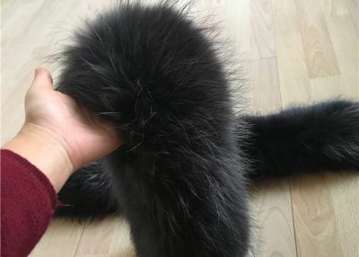 China Dyed Color Long Raccoon Fur Collar Handmade Warm Soft Smooth For Jacket Hood for sale