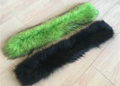 China 70*20cm Dyed Red Raccoon Fur Collar Fabric Lining With Loops / Buttons for sale