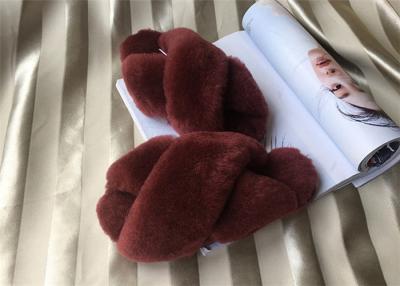 China Dyed Pink Sheep Wool Slippers Real Australia Merino Fur With15mm Slender Fleece for sale
