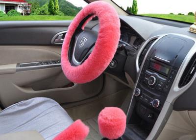 China Dyed Black Sheepskin Steering Wheel Cover Hand Sewing for Car Decoration for sale