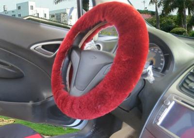 China Purple Fur Automotive Steering Wheel Covers , Short Wool Steering Wheel Cover for sale