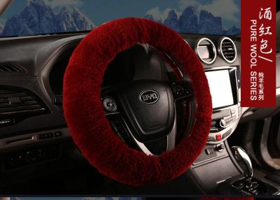 China Dyed Black Sheepskin Steering Wheel Cover Hand Sewing for Car Decoration for sale