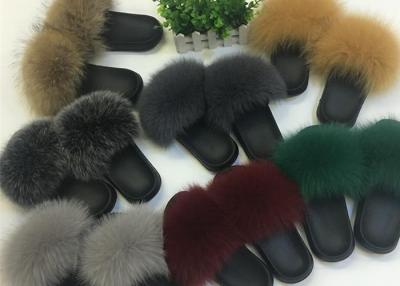 Cina Sandali su misura delle pantofole della pelliccia di Fox delle donne di colore con capelli sfocati/sogliola di gomma in vendita