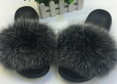 Cina Slittamento di Fox delle signore anti delle pantofole lussuose genuine della pelliccia comodo per l'inverno di autunno in vendita