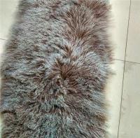 China Real Long hair Sheepskin Genuine Mongolian lambswool curly sheep fur blanket for sale