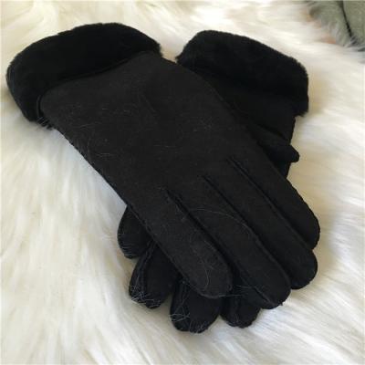 Cina Passi il guanto di cuoio reale a pelle di pecora pura di shearling degli uomini di guanti allineati pelliccia cuciti in vendita