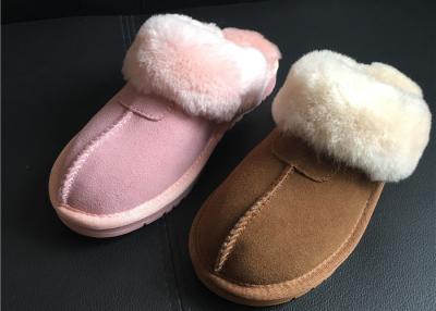 Cina Pantofole della Camera della pelle di pecora della pelle scamosciata della mucca delle donne di inverno delle pantofole della pelle di pecora della pelle scamosciata di Tan in vendita