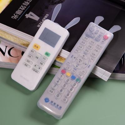 China Cubierta/manga/estuche protector de silicona con orejas de conejo verde oscuro que brillan en la oscuridad para TV y control remoto de aire acondicionado en venta