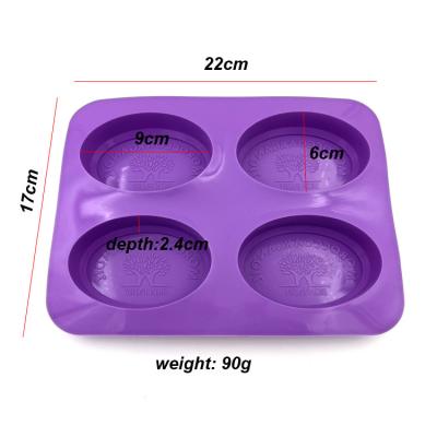 Cina Stampo per sapone in silicone riutilizzabile a 4 cavità Forma ovale durevole Colore viola in vendita