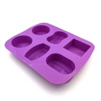 China Custom Durable 6 Cavity Silicone Soap Mold 23.9x18.7x3.6cm DIY Reusable Round Square for sale