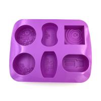 China Custom Durable 6 Cavity Silicone Soap Mold 23.9x18.7x3.6cm DIY Reusable Round Square for sale