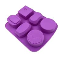 China Custom Durable 6 Cavity Silicone Soap Mold 23.9x18.7x3.6cm DIY Reusable Round Square for sale