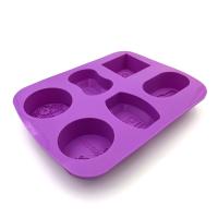 China Custom Durable 6 Cavity Silicone Soap Mold 23.9x18.7x3.6cm DIY Reusable Round Square for sale
