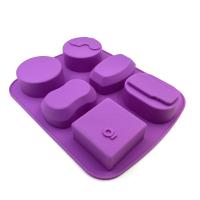 China Custom Durable 6 Cavity Silicone Soap Mold 23.9x18.7x3.6cm DIY Reusable Round Square for sale