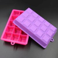 China Food Grade Silicone Ice Cube Tray 15 Cavities Square Mold Multicolor Reusable 18x12cm for sale
