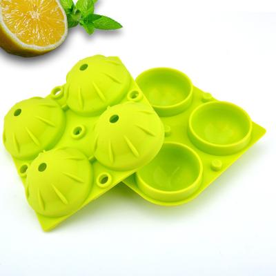 Cina Vassoio per cubetti di ghiaccio sferico a sfera da cocktail durevole 4 cavità Colore grigio verde in vendita