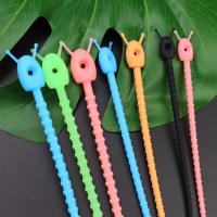 China Reusable Silicone Cable Ties Adjustable 150mm 180mm 200mm Removable Elastic Straps for sale