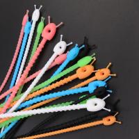 China Reusable Silicone Cable Ties Adjustable 150mm 180mm 200mm Removable Elastic Straps for sale